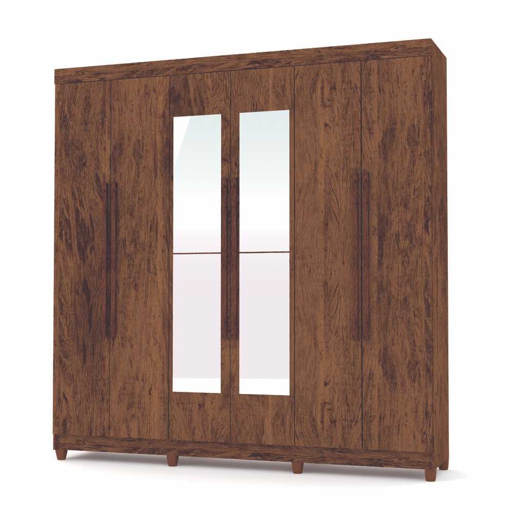 Guarda Roupa Casal 6 Portas com Espelho Elegance 1003780 Imbuia Rustico ...