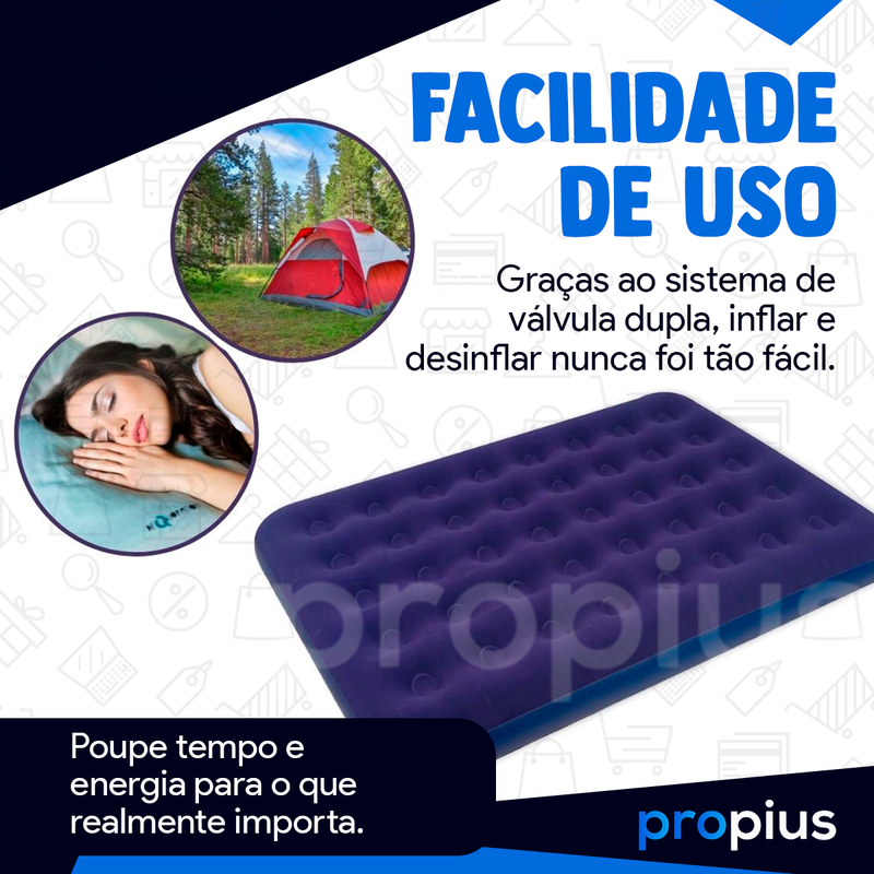 Colchão Inflável Casal 191x22x137cm Camping Multiuso Casa Resistente ...