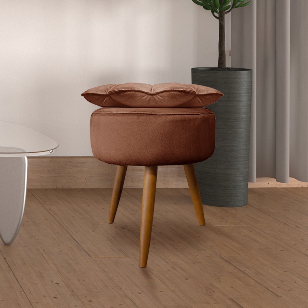 Puff Decorativo Floratta Veludo Terracota - Star Confort | MadeiraMadeira