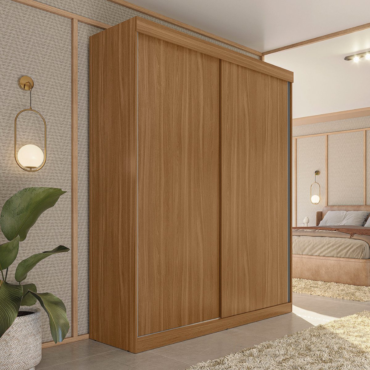 Guarda-roupa Solteiro 2 Portas de Correr 2 Gavetas Peônia Yescasa ...