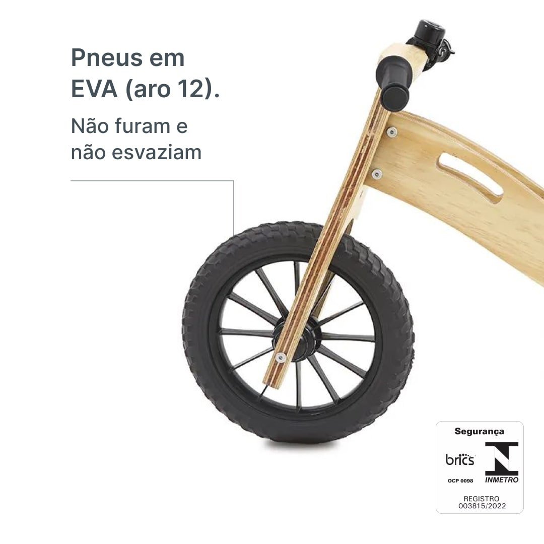 Bicicleta de Equilíbrio de Madeira sem Logomarca Original Preto ...