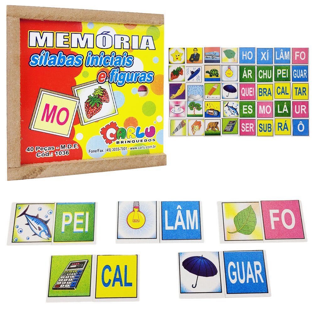 Jogo Da Memória Infantil Educativo Sílabas Iniciais Figuras ...
