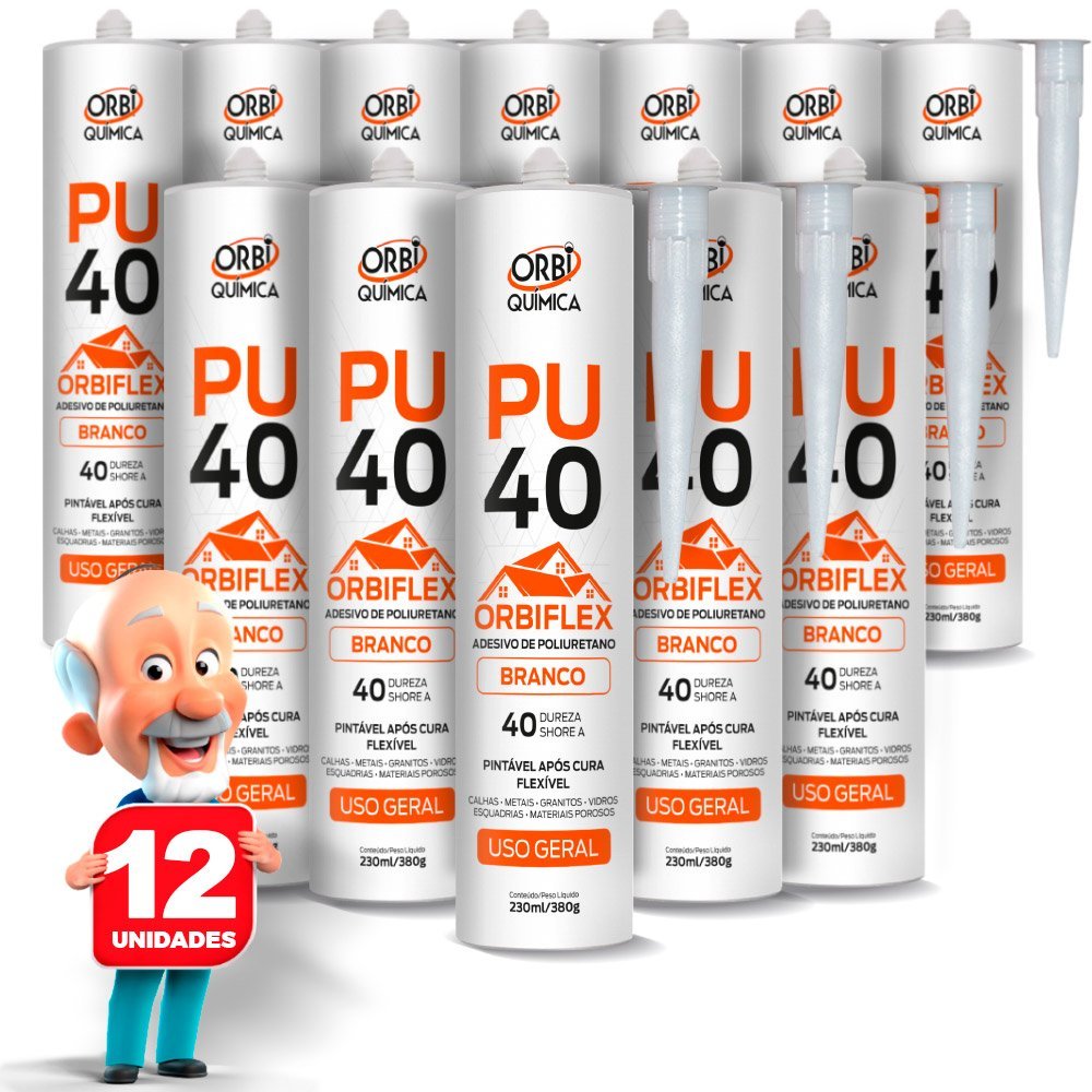 Adesivo PU40 ORBIFLEX Uso Geral Caixa com 12un Branco 380g 17778 ...