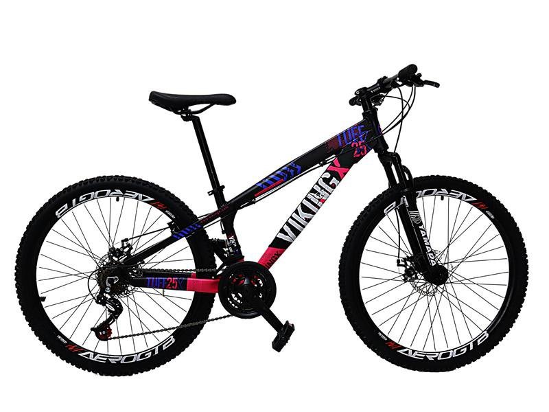 Bicicleta Aro 26 Vikingx Tuff 25/30 Aluminio 21v Cambios Shimano Freios A Disco Com Suspensão ...