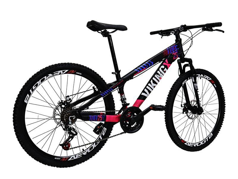 Bicicleta Aro 26 Vikingx Tuff 25/30 Aluminio 21v Cambios Shimano Freios A Disco Com Suspensão ...