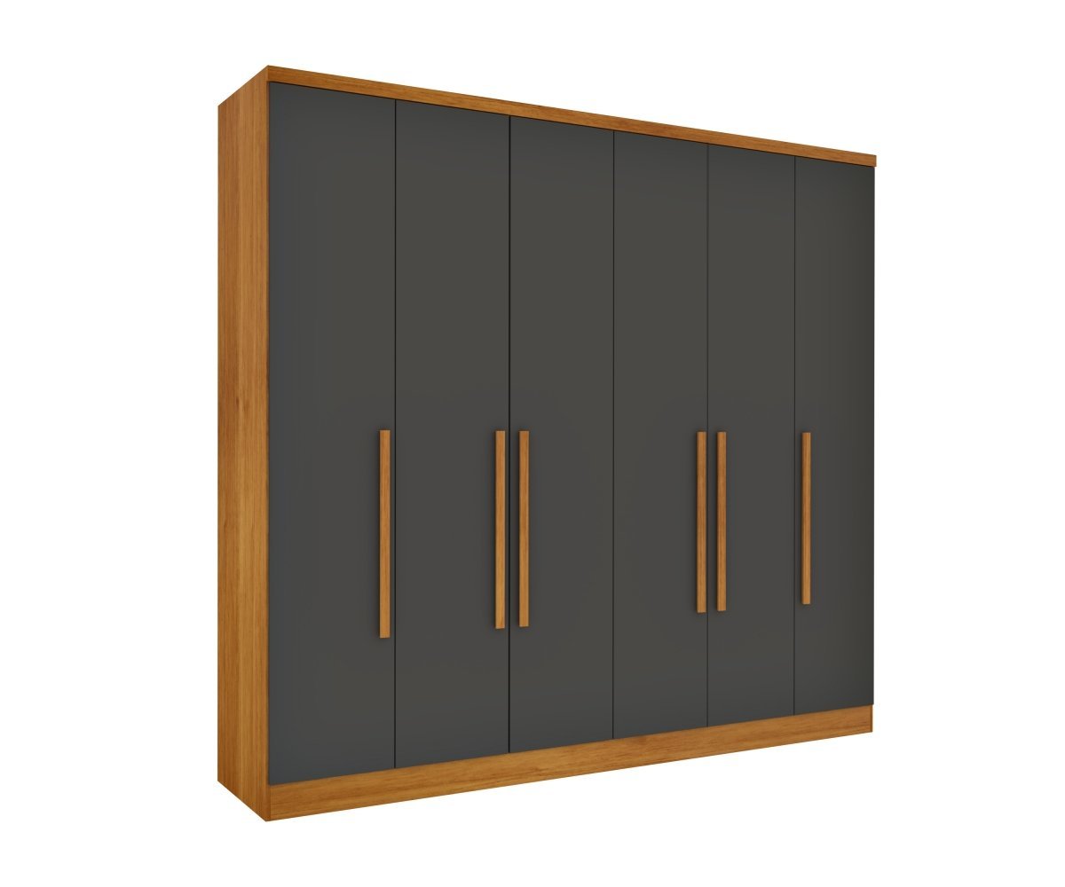 Guarda Roupa Casal Veneza 6 Portas 4 Gavetas Tcil Cinamomo/Grafite | MadeiraMadeira