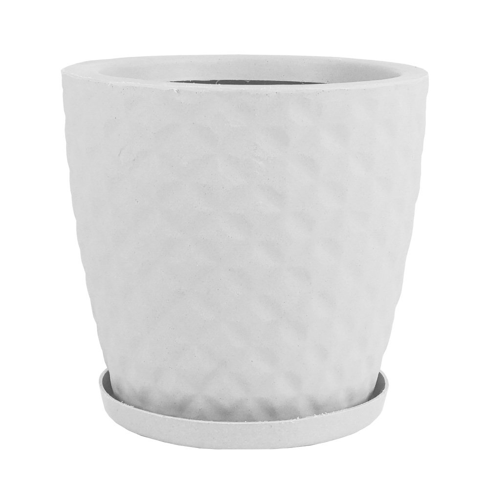 Vaso Para Plantas E Flores Com Prato Decorativo Polietileno Diamante P ...