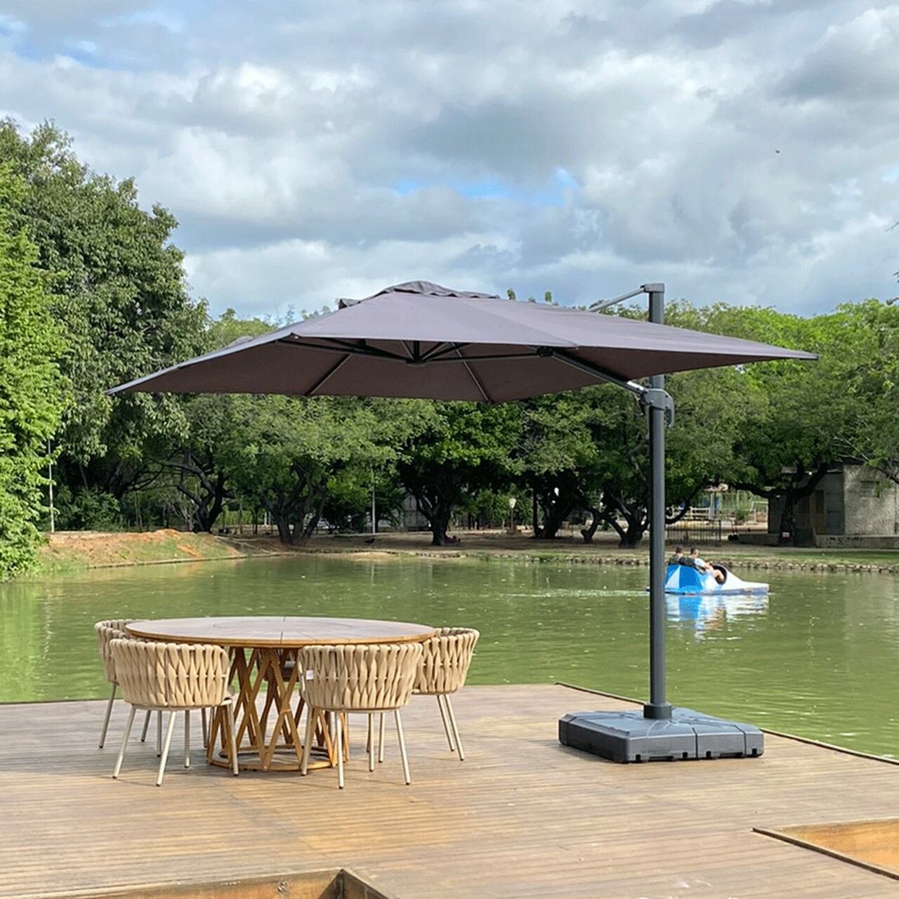 Ombrelone Guarda Sol Rubi 3x4 Marrom C/ Base 160l | MadeiraMadeira