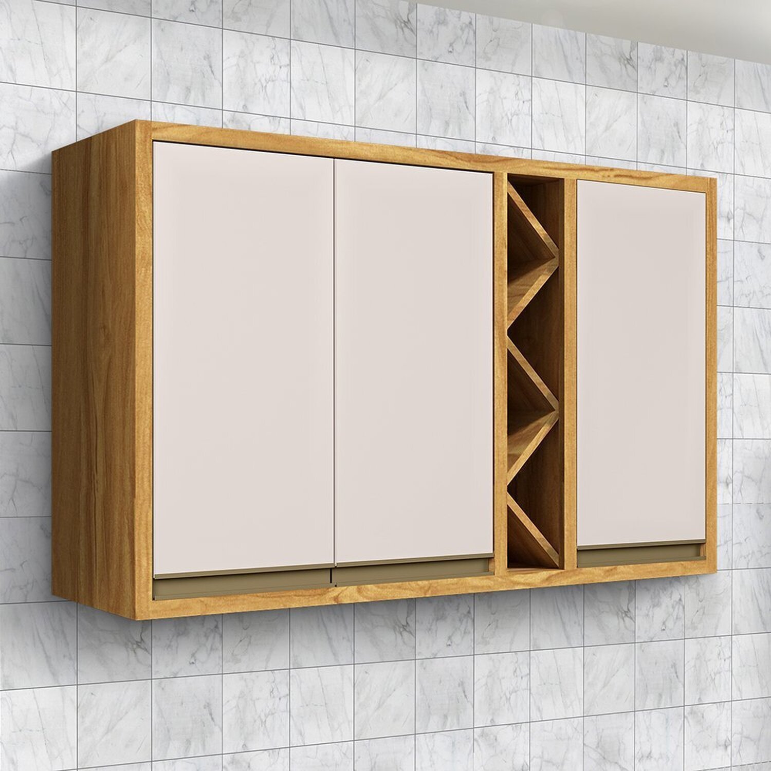 Armário Aéreo de Cozinha 120cm 3 Portas 100% Mdf Barbados Espresso Móveis | MadeiraMadeira