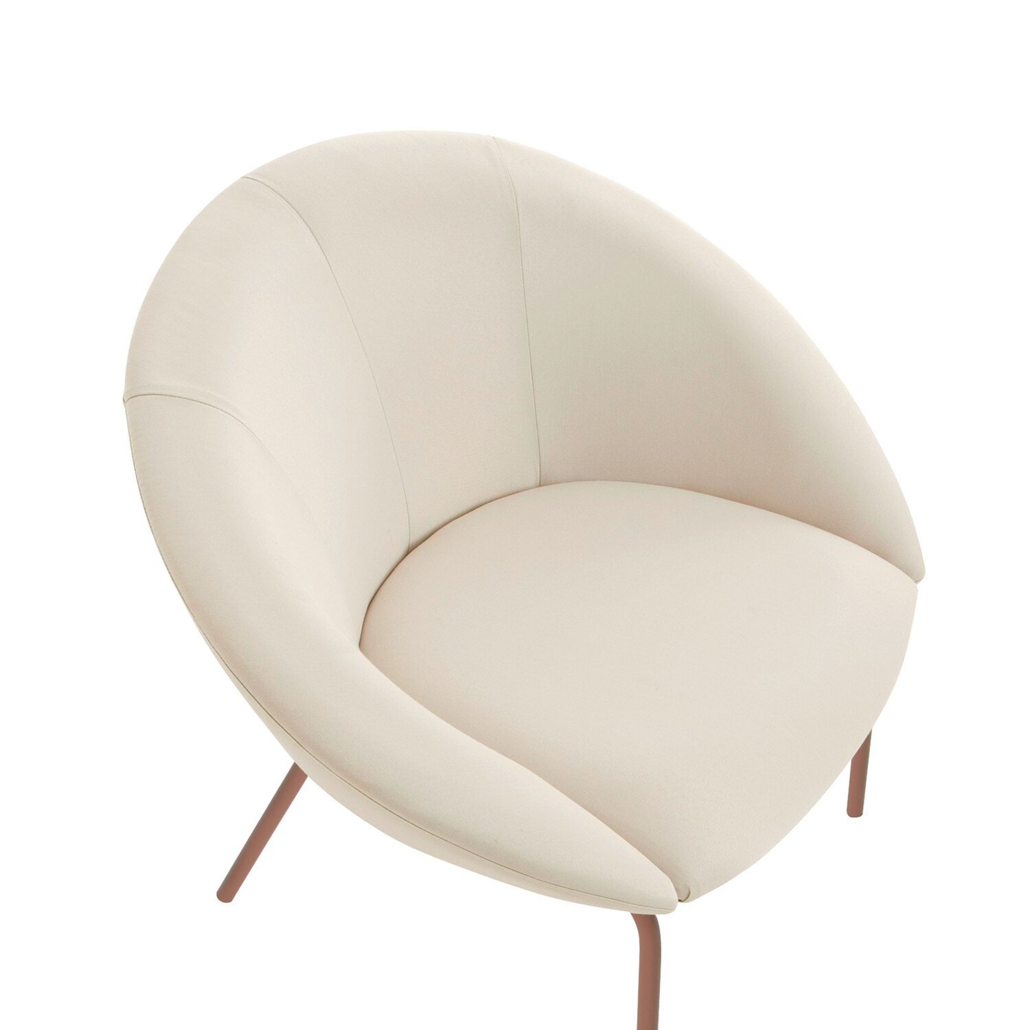 Poltrona Arredondada com Encosto e Braços em Conchas e Base Fixa Metal ...