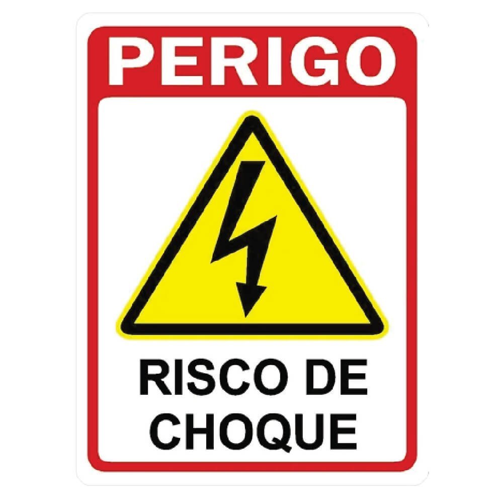 Placa Sinalização Risco de Choque - 14cm X 19cm | MadeiraMadeira