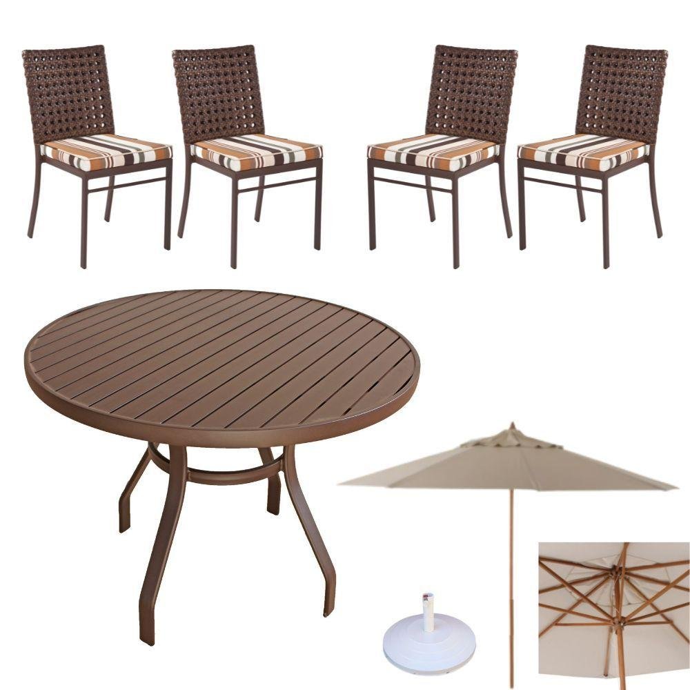 Conjunto De Mesa Ripada De Alumínio 4 Cadeiras E Guarda Sol ...