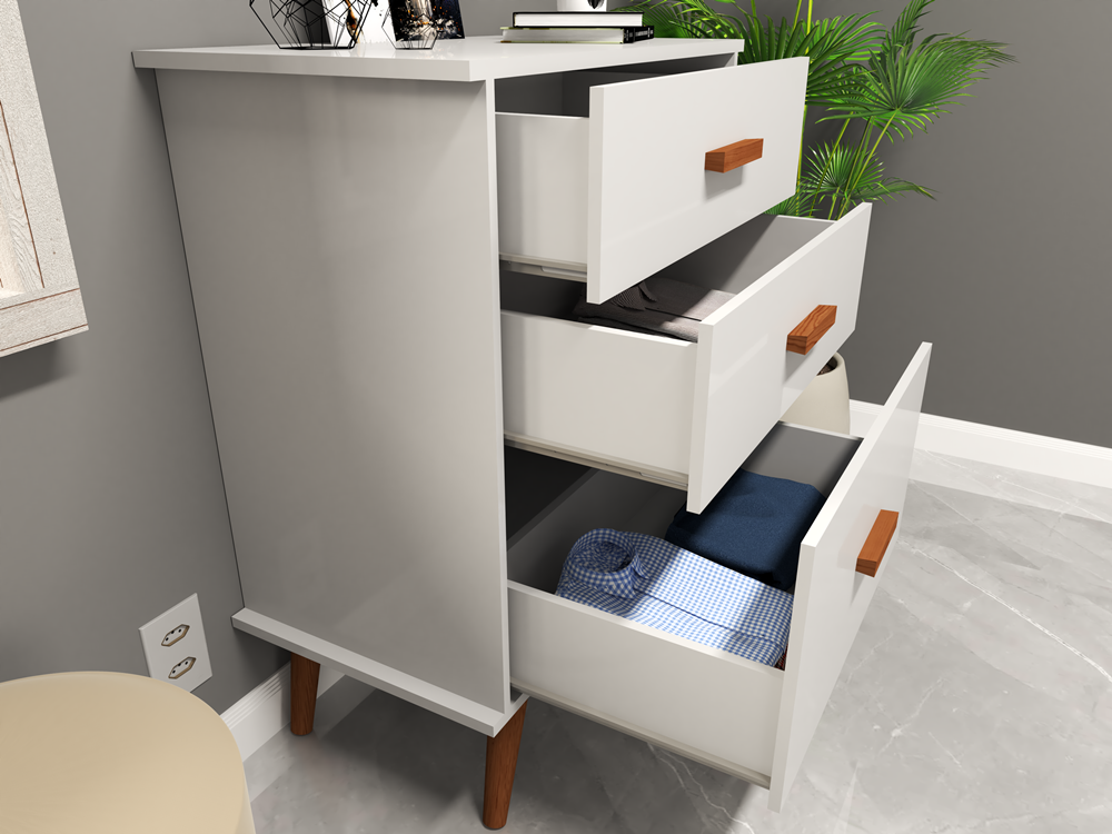 Cômoda Gaveteiro 3 Gavetas Fox Luxo - Branco | MadeiraMadeira