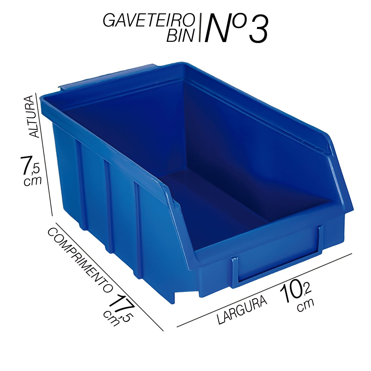 Kit Com 144 Gaveteiros de Plástico Organizador Bin Nº 3 - Azul ...