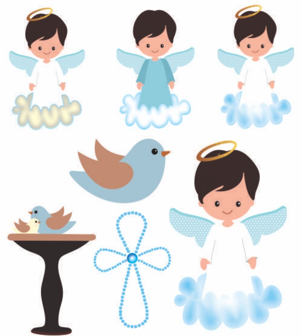 kit Display festa Batizado Anjinho Menino 1 Totem chão e 6 Displays ...