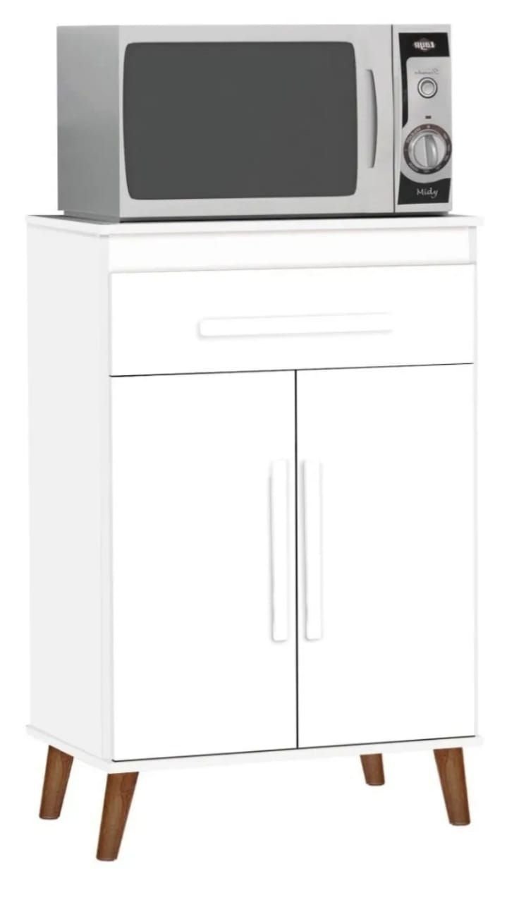 Balcão Microondas Multiuso Cozinha Ipanema Branco | MadeiraMadeira