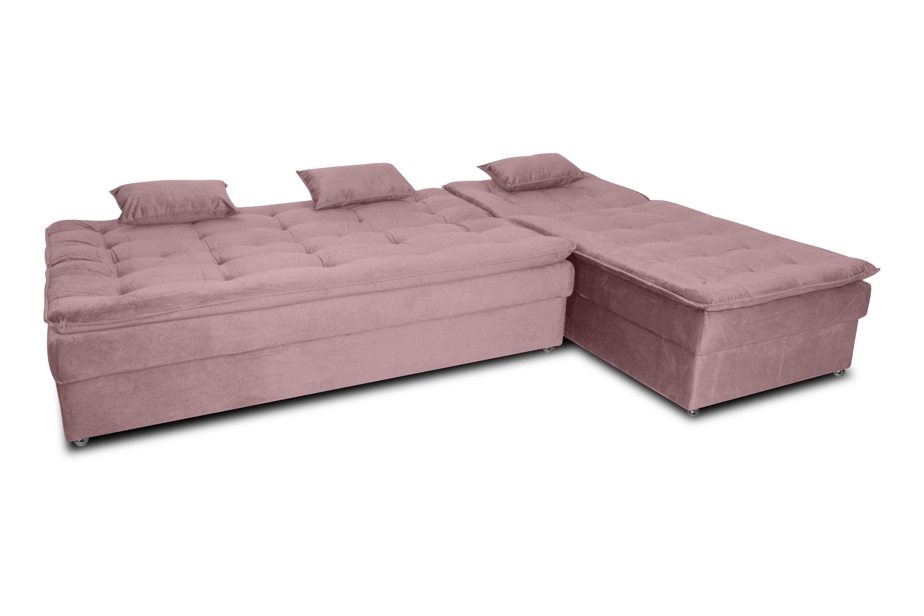 Sofá Cama Reclinavel com Chaise Penélope Turkey Rosa F447 - Matrix ...