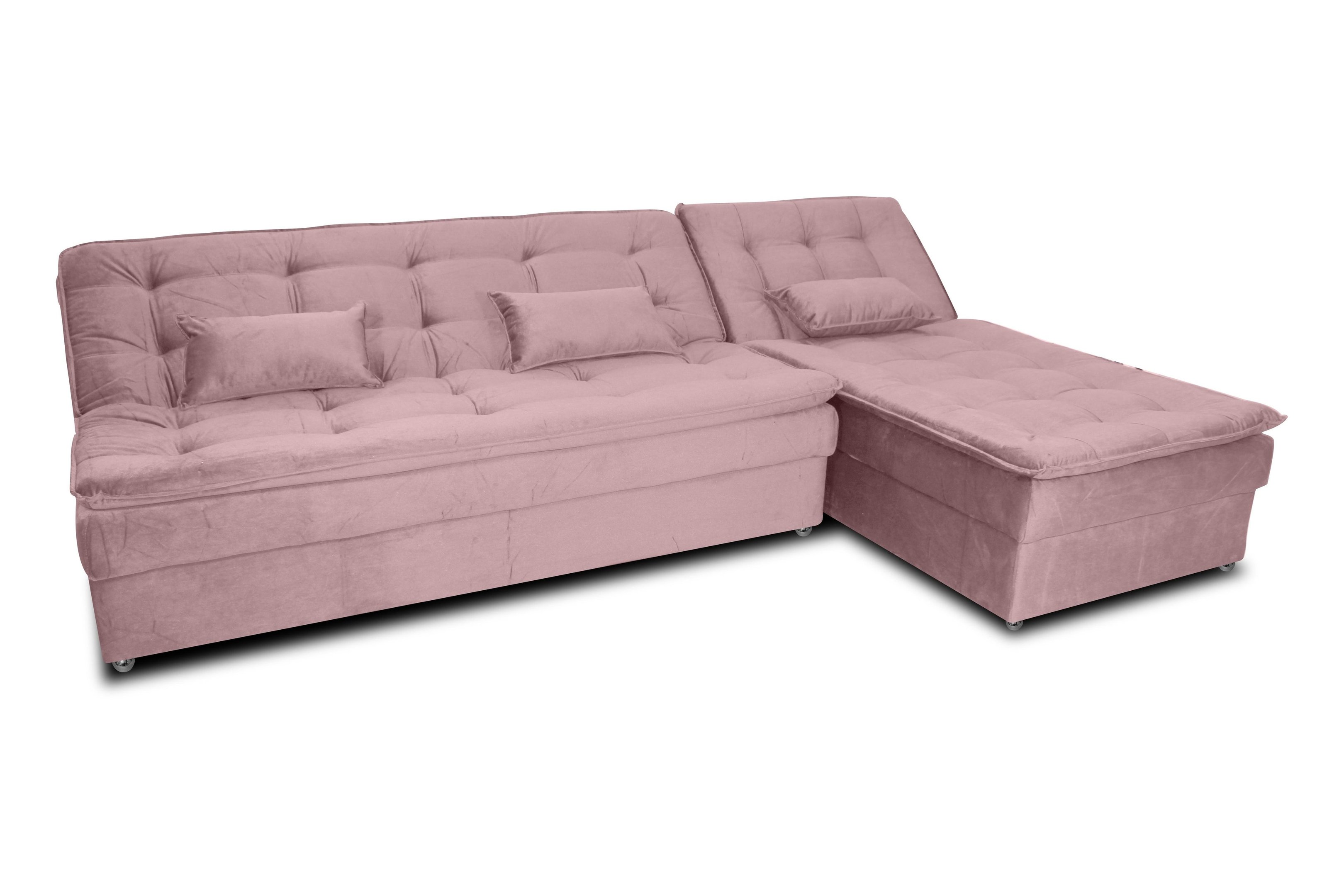 Sofá Cama Reclinavel com Chaise Penélope Turkey Rosa F447 - Matrix ...