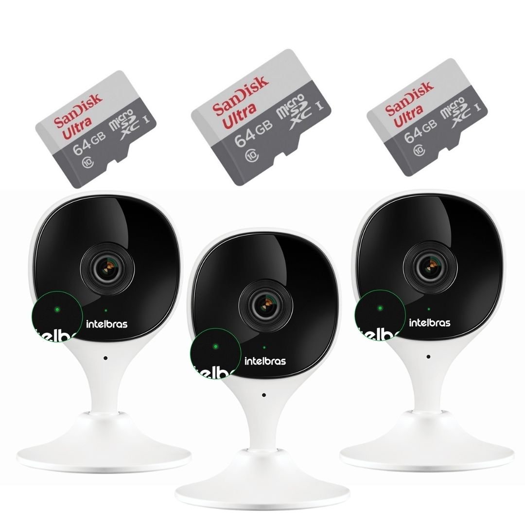 Kit 3 Câmeras Ip Full Hd Imx Intelbras + Cartão Sd 64gb Ultra ...