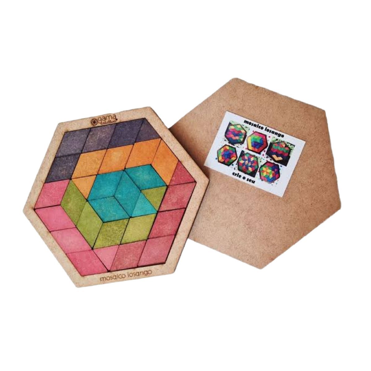 Brinquedo educativo Quebra Cabeça MOSAICO LOSANGO | MadeiraMadeira