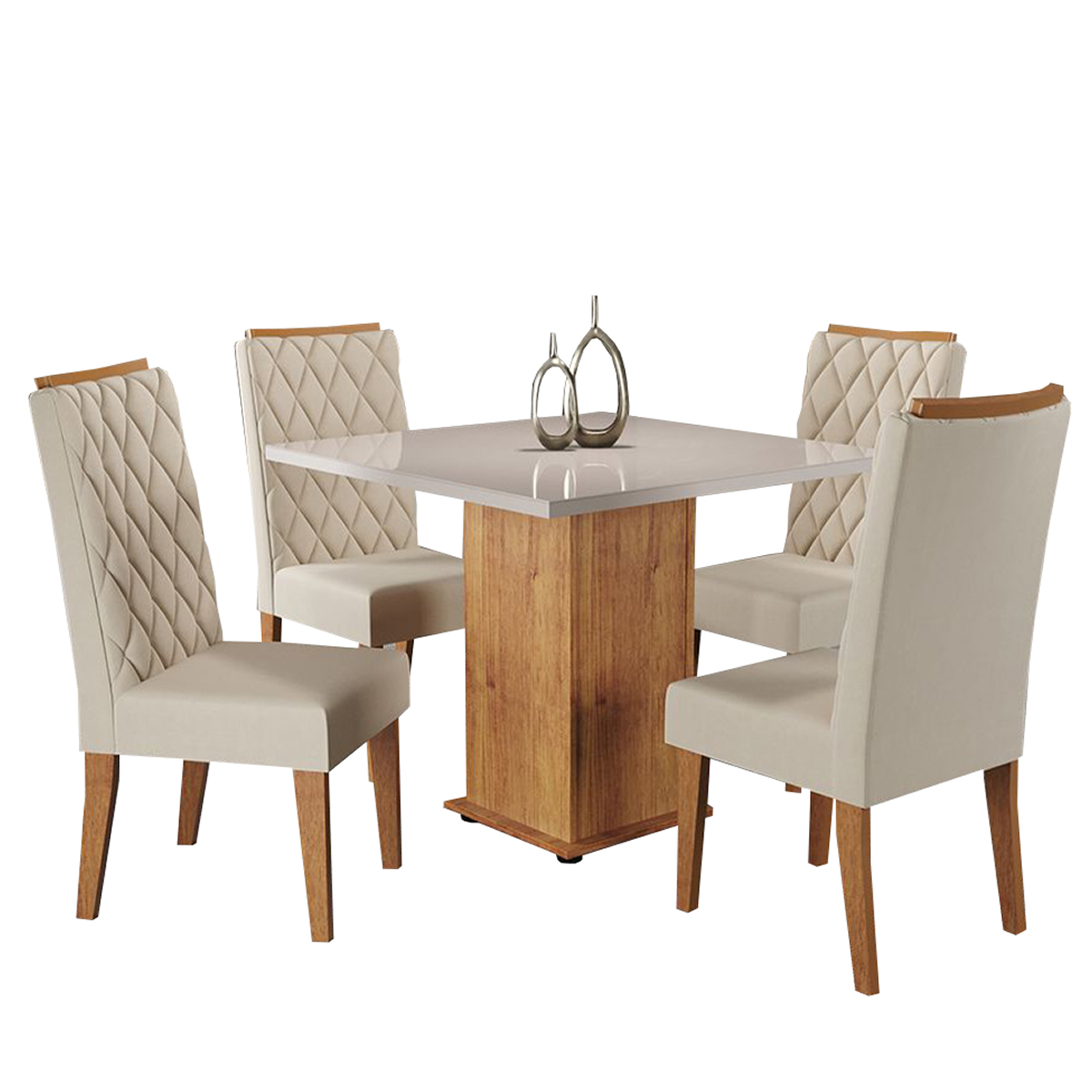 Sala de Jantar Betim C/4 Cad Iza Mel/bege/vd Off White | MadeiraMadeira