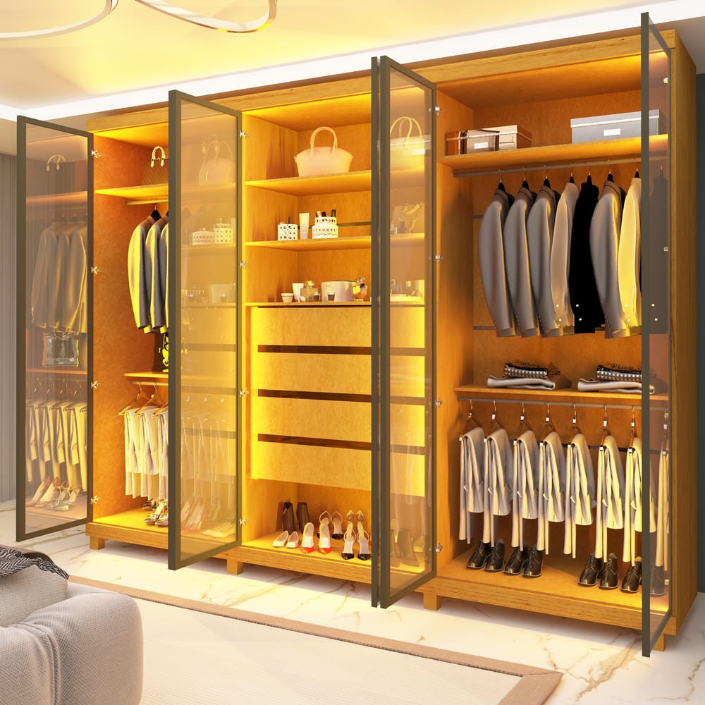 Guarda Roupa Absolut 6 Portas Reflecta Led Naturale - Gelius ...