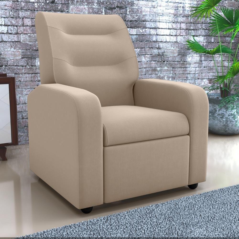Poltrona Reclinável Decorativa Jersey Veludo Light Bege | MadeiraMadeira
