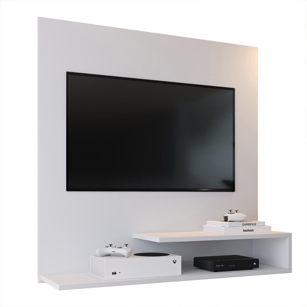 Estante Painel Parede Tv 32 Polegadas Smart New Prateleiras Sala Quarto Pequeno Moderno Branco ...
