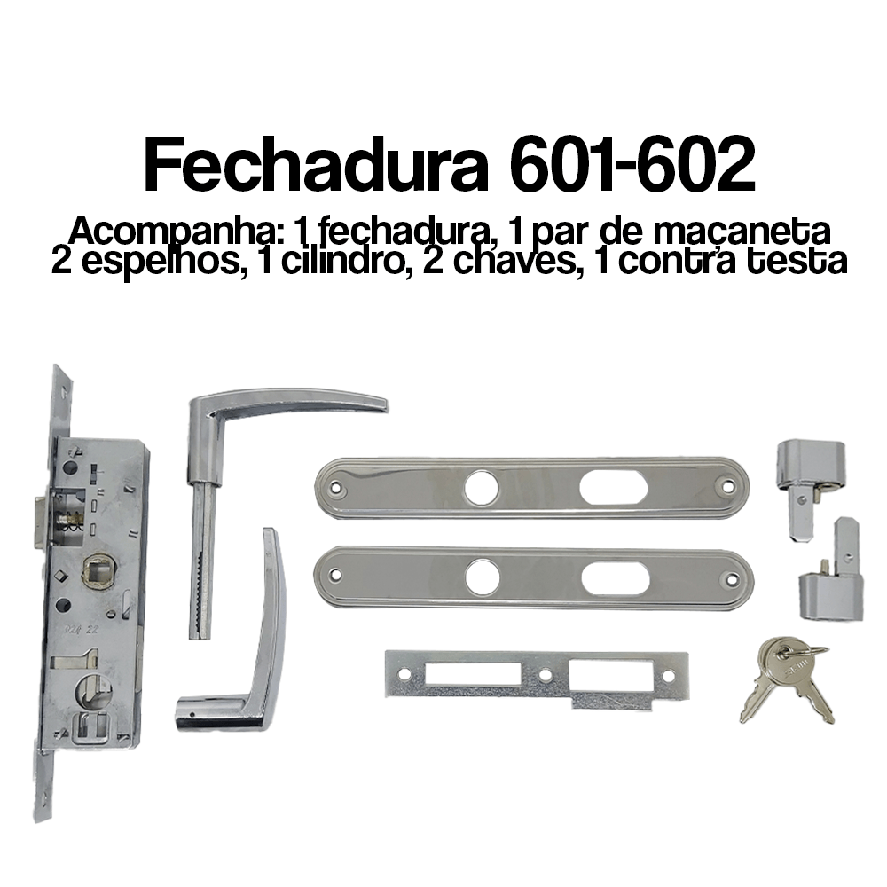 Fechadura Externa Perfil Serralheiro Estreita Stam Inox Fech 601-602/33 ...