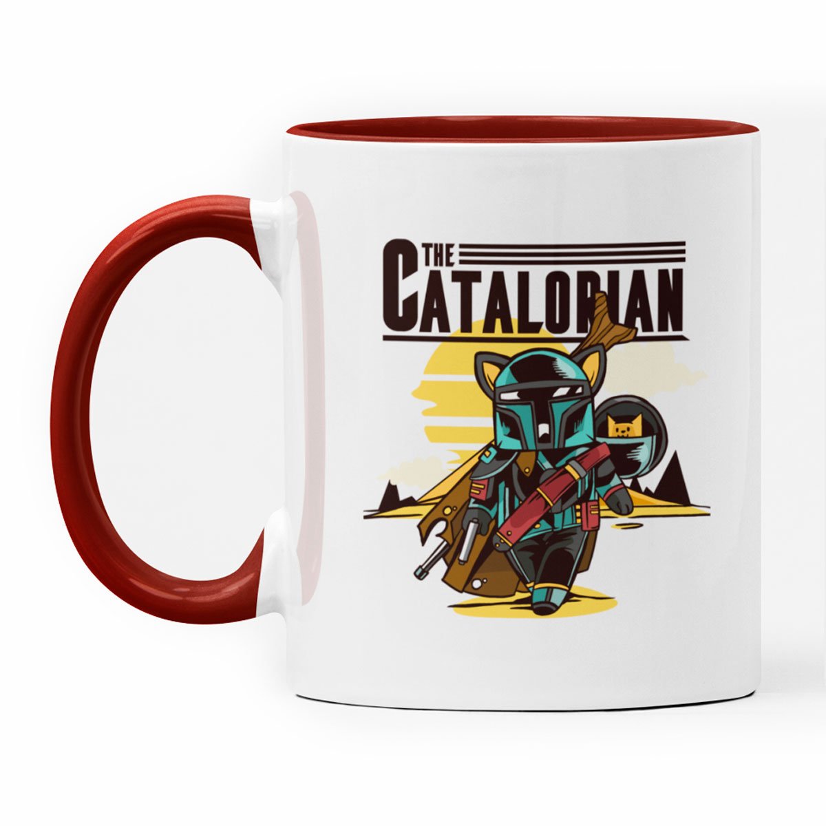 Caneca The Catalorian Mandalorian Nerd Branca com Alça Marrom ...