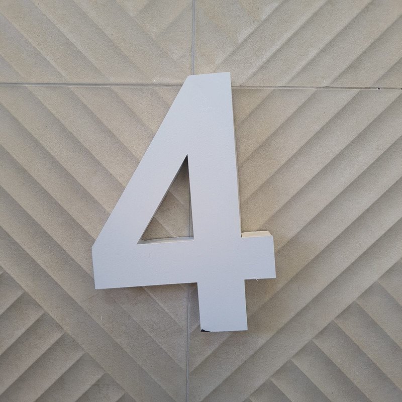 Número 4 de Aço Inox Branco Fosco 3d Caixa Alta 15 cm | MadeiraMadeira