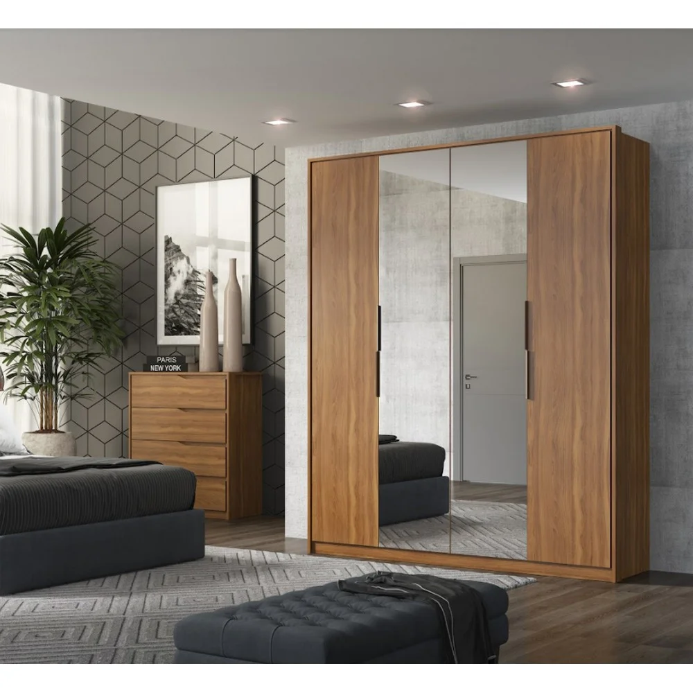 Guarda Roupa Casal Atore 4 Portas com 2 Portas em Espelho Demartez ...