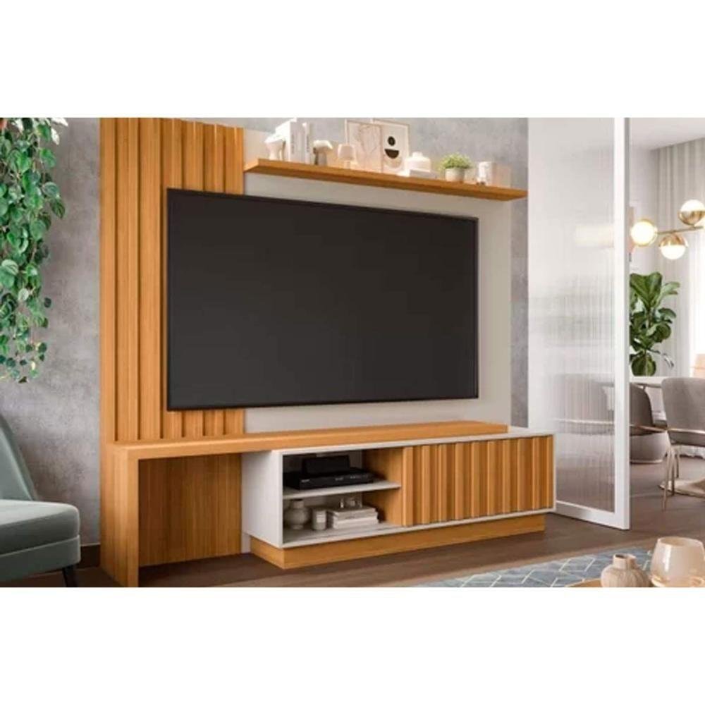 Home para Tv Guarujá até 70 Polegadas C/ 1 Porta Nature/off White ...