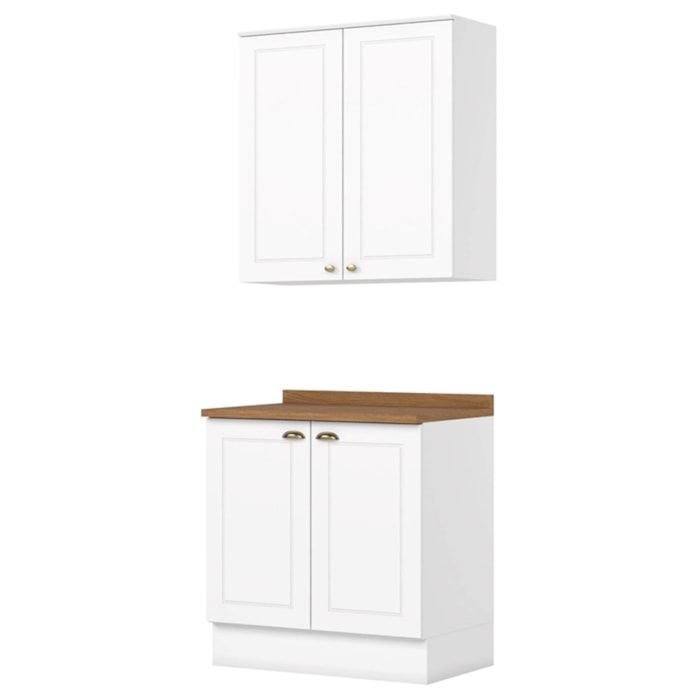 Armario Aereo e Balcao 80cm Americana Branco Nature Henn | MadeiraMadeira