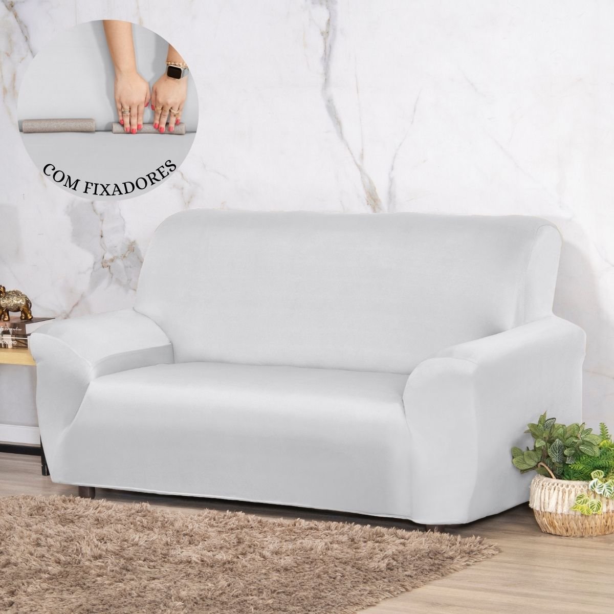 Capas de Sofá 3 Lugares com Fixador:branco | MadeiraMadeira