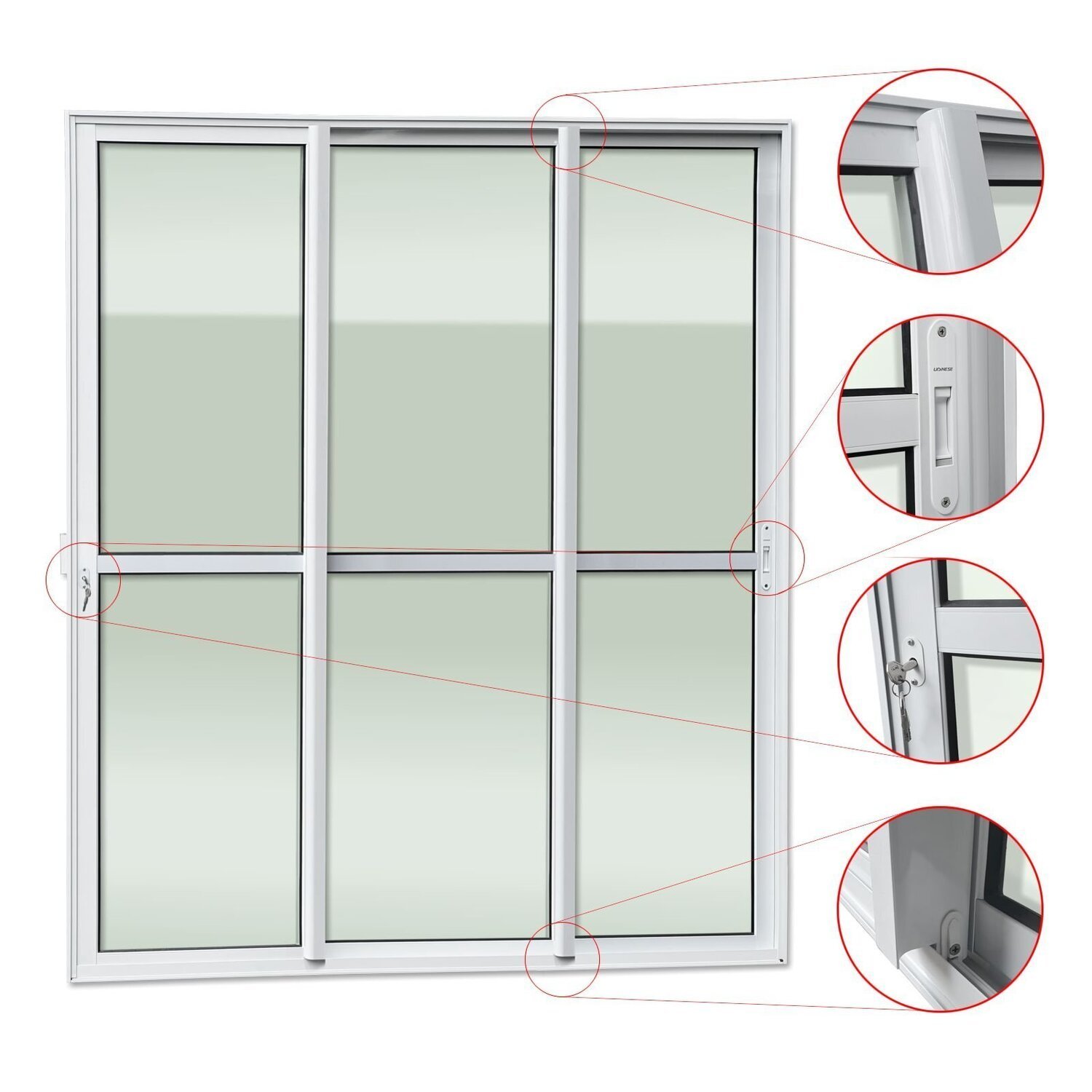 Porta de Correr 3 Folhas Moveis Sequenciais 210 X 240 Elite com ...