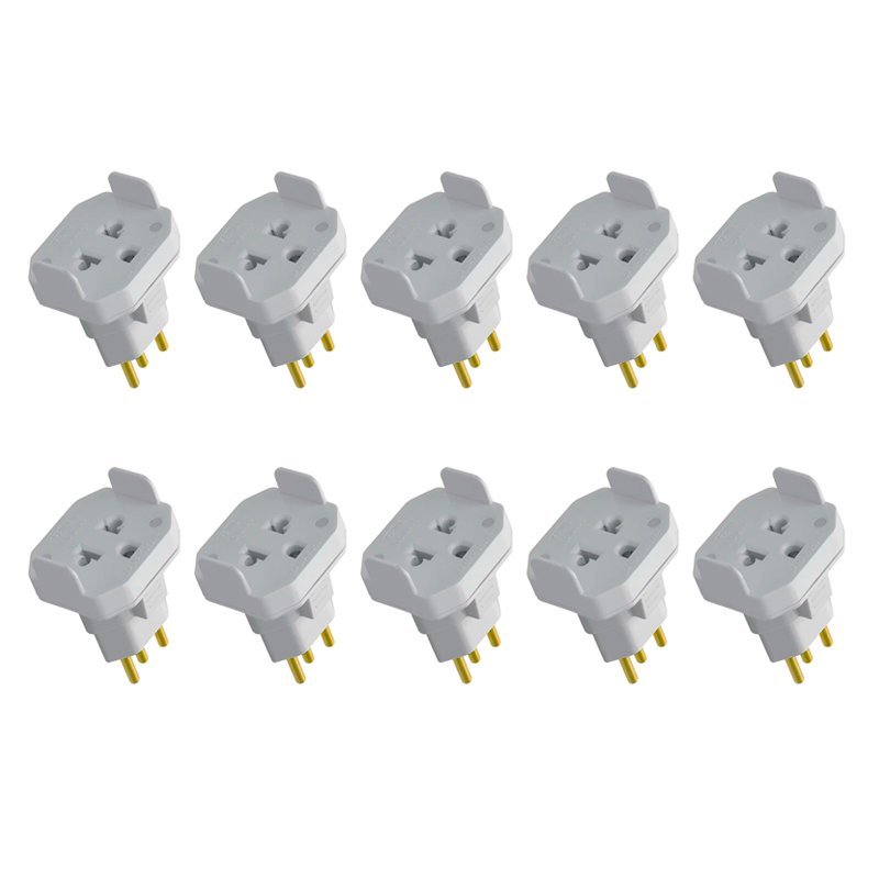 10 Adaptador Tomada Bipolar 2P + T Fame 10A 250V Cinza | MadeiraMadeira