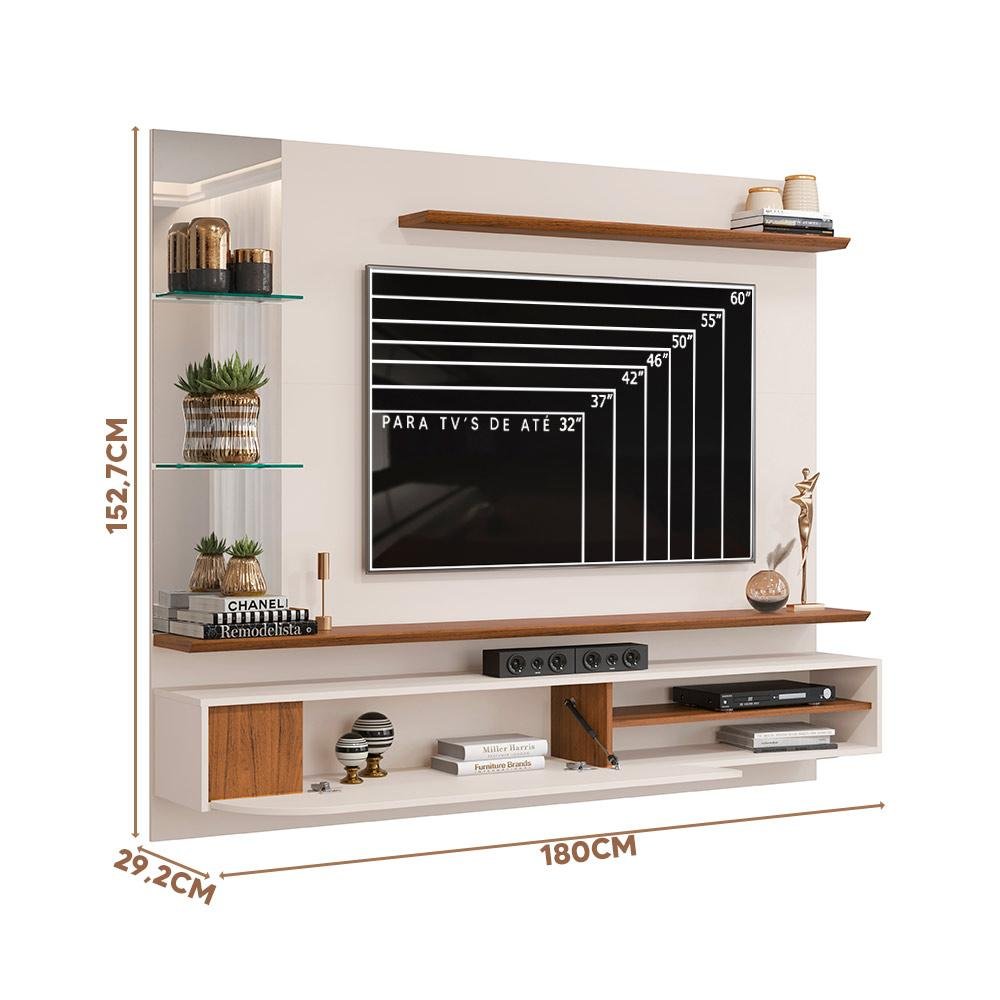 Painel De TV Até 60 Polegadas Com Espelho Off White Freijó Ravi DJ Móveis | MadeiraMadeira