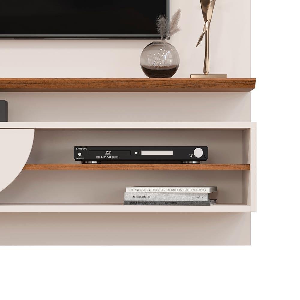 Painel De TV Até 60 Polegadas Com Espelho Off White Freijó Ravi DJ ...