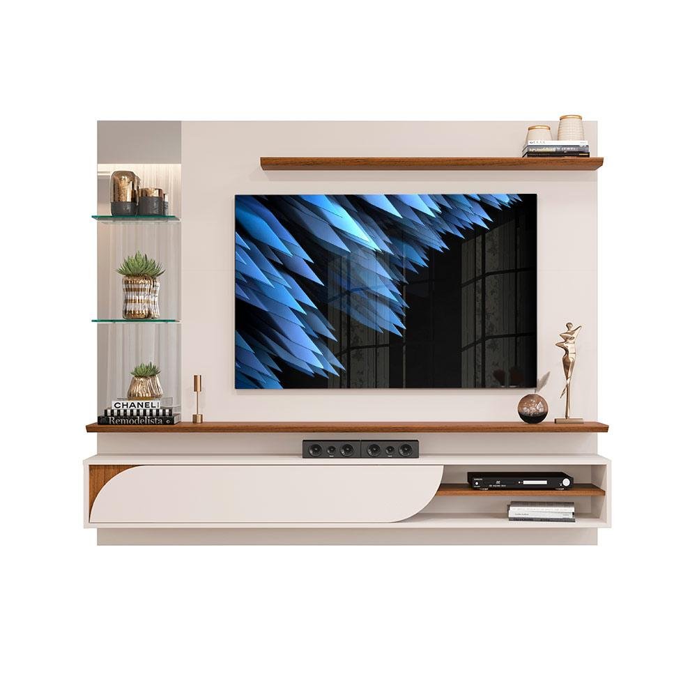 Painel De TV Até 60 Polegadas Com Espelho Off White Freijó Ravi DJ ...