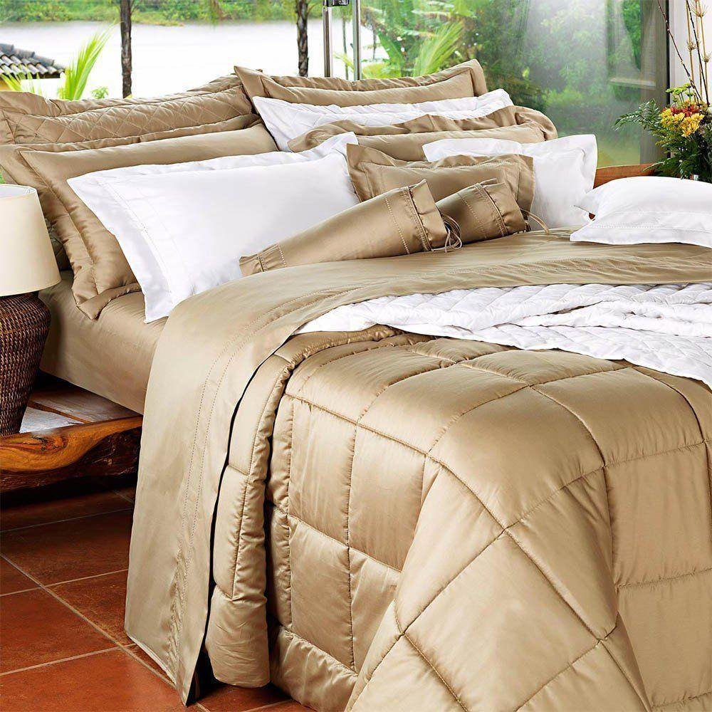Kit Edredom King 03 Peças 400 Fios Egípcios Galles Cáqui | MadeiraMadeira
