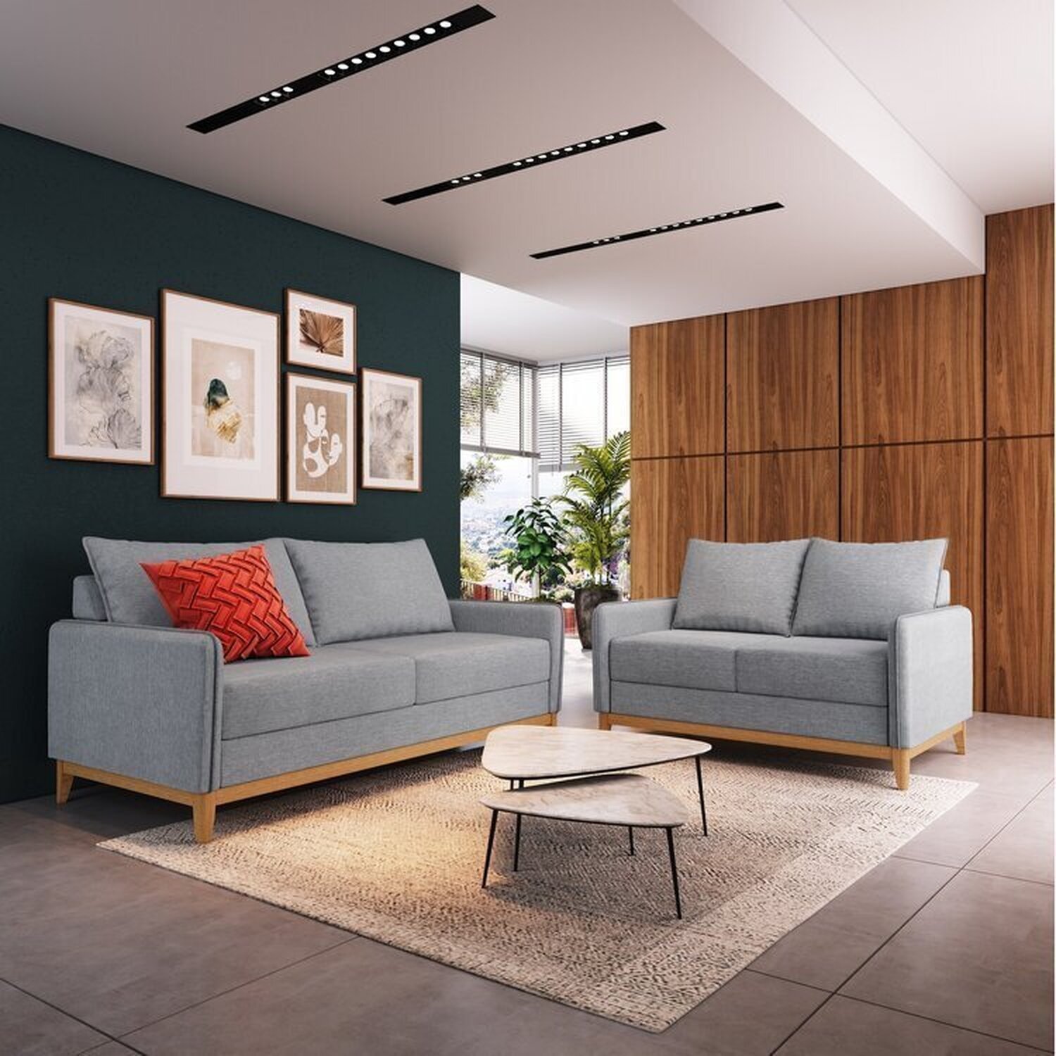 Conjunto Sofá 2 e 3 Lugares Bipartido Lugano | MadeiraMadeira