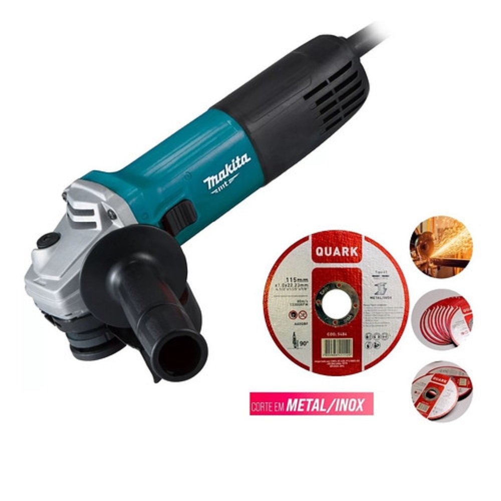 ESMERILHADEIRA ANGULAR 4.1/2''850W M9510B MAKITA + 6 DISCOS 110V/220V ...