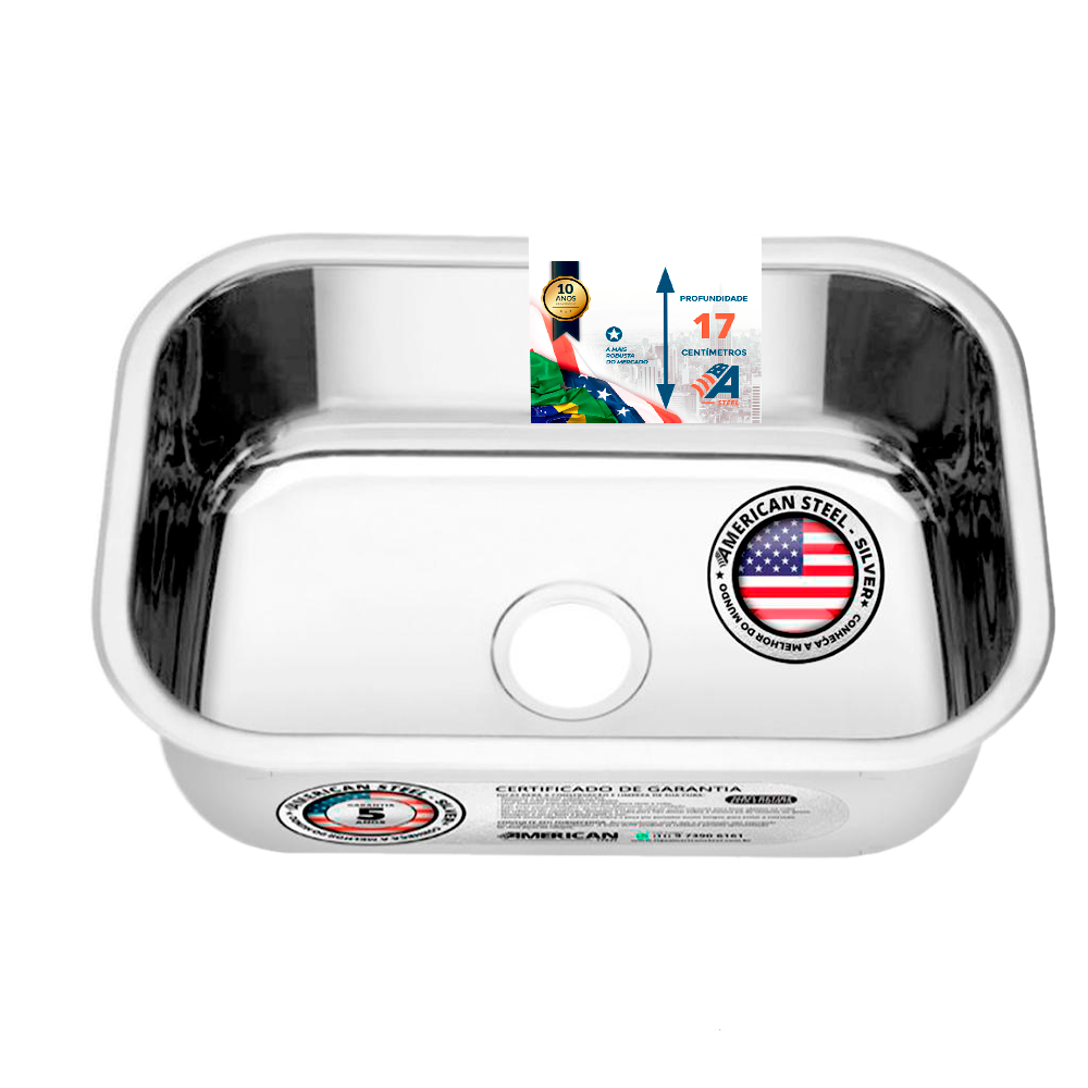 Cuba Inox Pia Cozinha 430 47x30x17 + Sifão + Válvula – American Steel ...