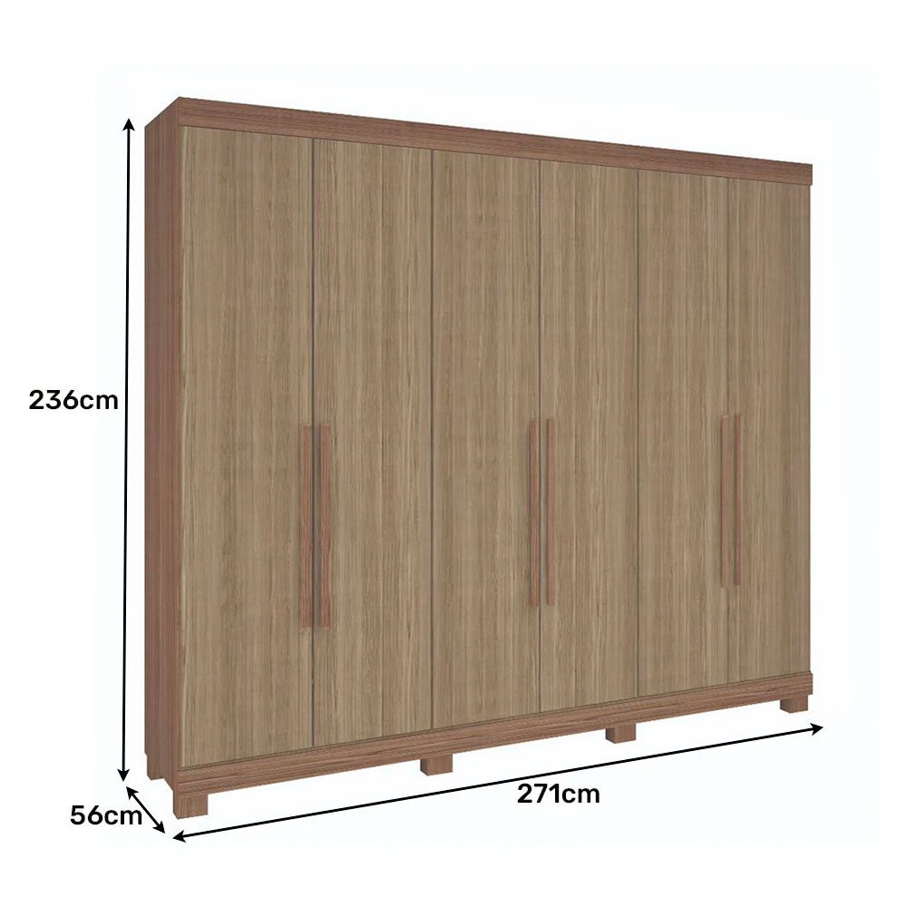 Guarda Roupa Guarapari Plus com 6 Portas e 7 Gavetas Móveis Rimo Freijo ...