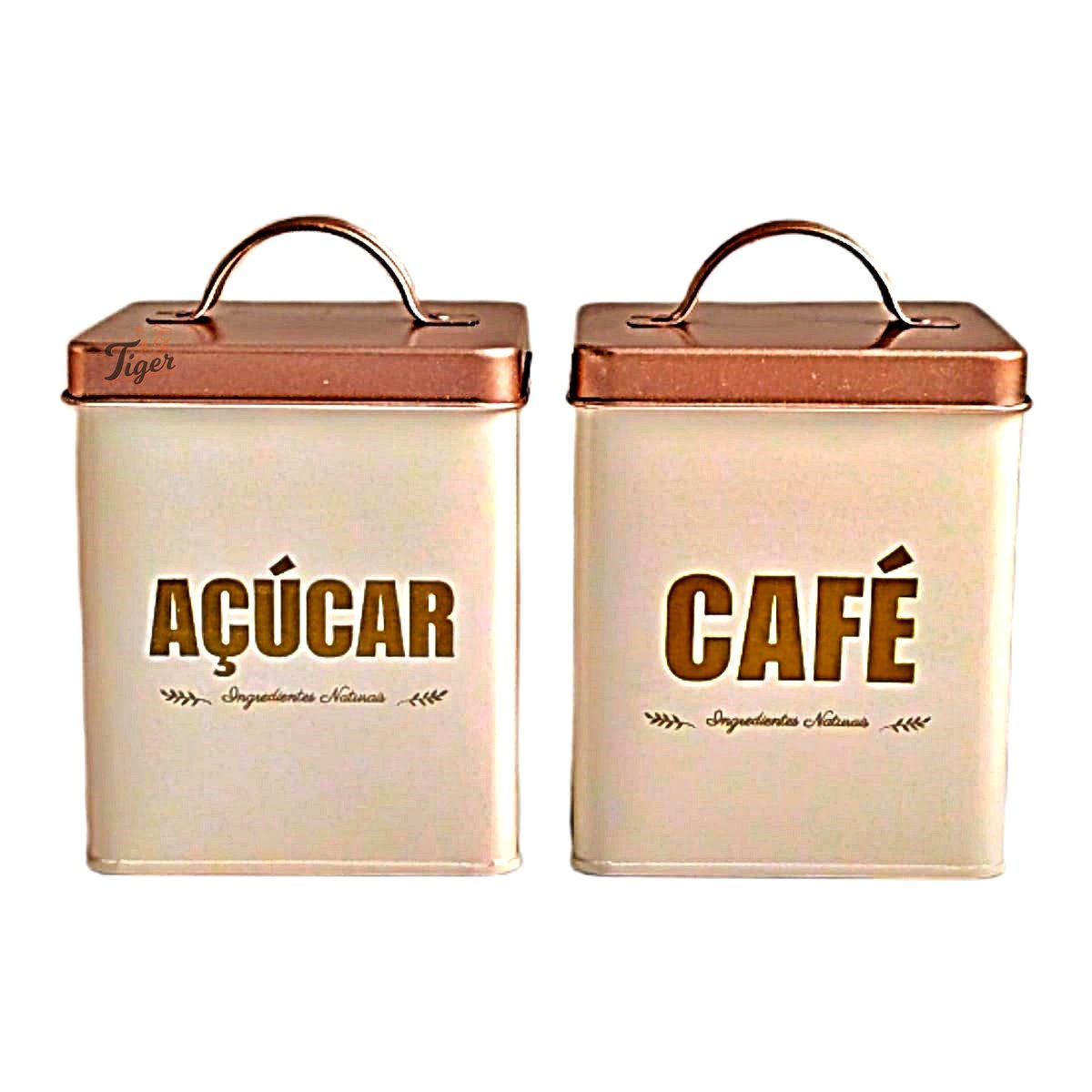 Conj 2 Latas Classic Porta Café 500g Açúcar Pote Hermético Quadrado ...
