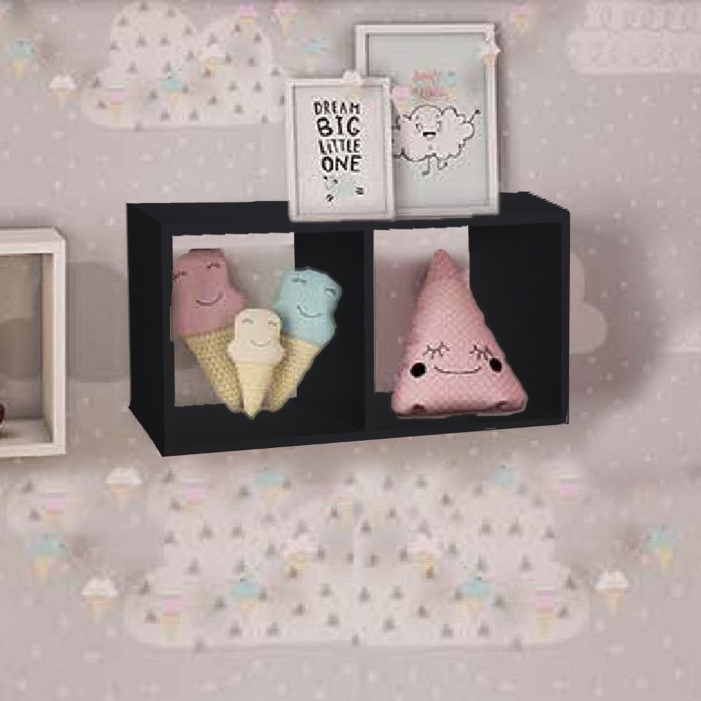 Nicho Duplo 30x15x20 Cm em Mdf Preto [f031] | MadeiraMadeira