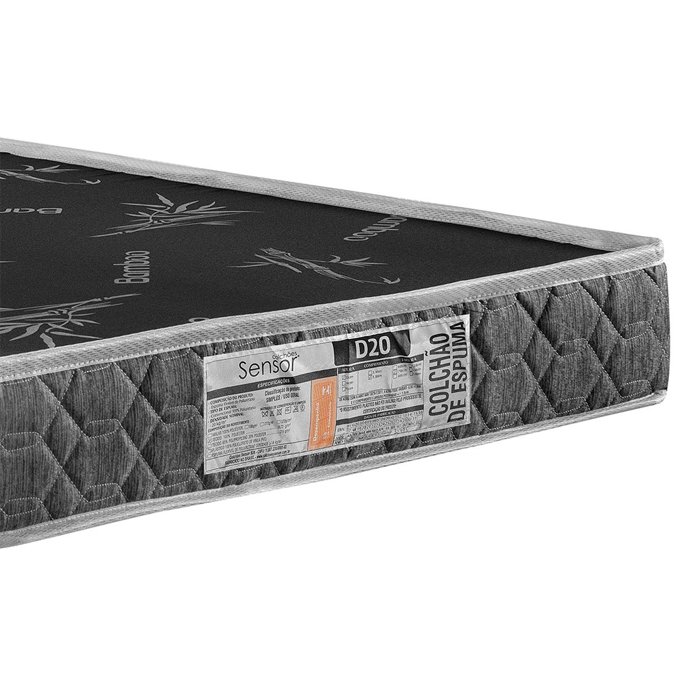 Colchão Solteiro D20 Tampo Liso 88x12x188 Preto | MadeiraMadeira