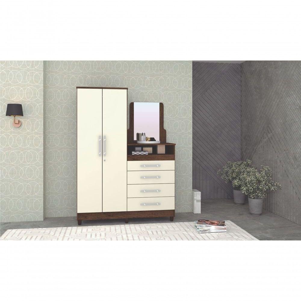 Gaveteiro Miquelon Com Espelho Imbuia Champagne | MadeiraMadeira