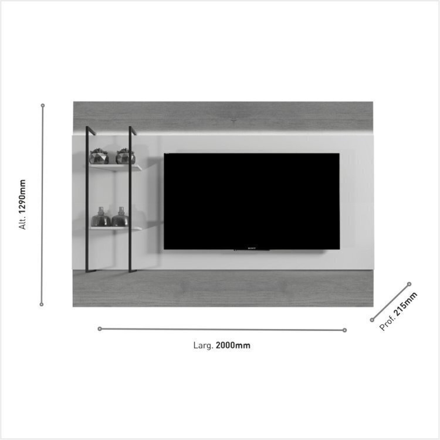 Conjunto Sala de Estar Painel com Led para Tv até 75 Polegadas e Rack ...